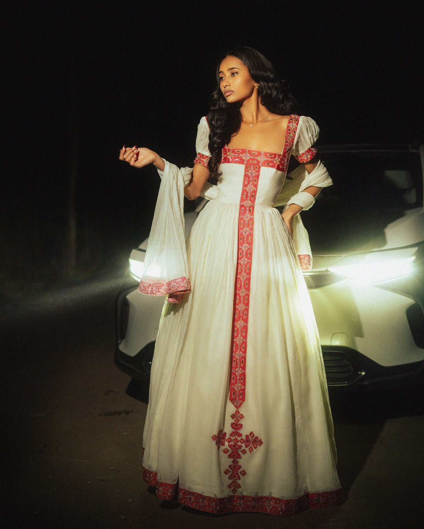 FILAGOT ETHIOPIAN HABESHA KEMIS WITH RED EMBROIDERY – MODERN CULTURAL ...